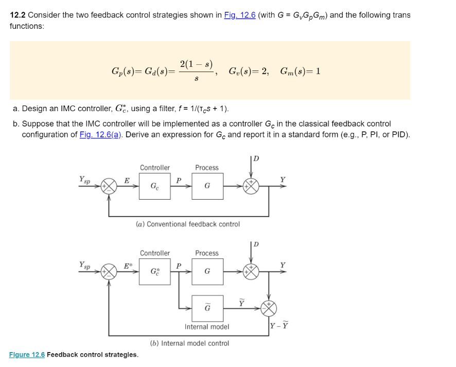Solved 12.2 Consider the two feedback control strategies | Chegg.com