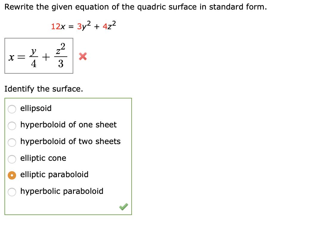 Solved Rewrite the given equation of the quadric surface in | Chegg.com
