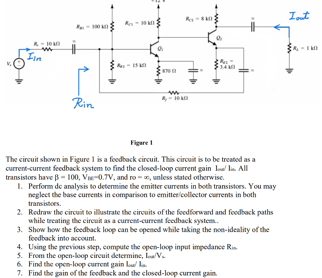 Solved The circuit shown in Figure 1 is a feedback circuit. | Chegg.com