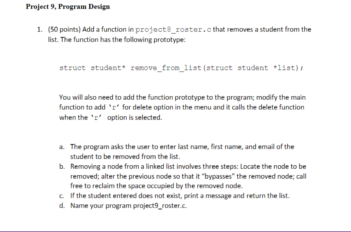 Solved (50 points) Add a function in project 8 roster. c | Chegg.com