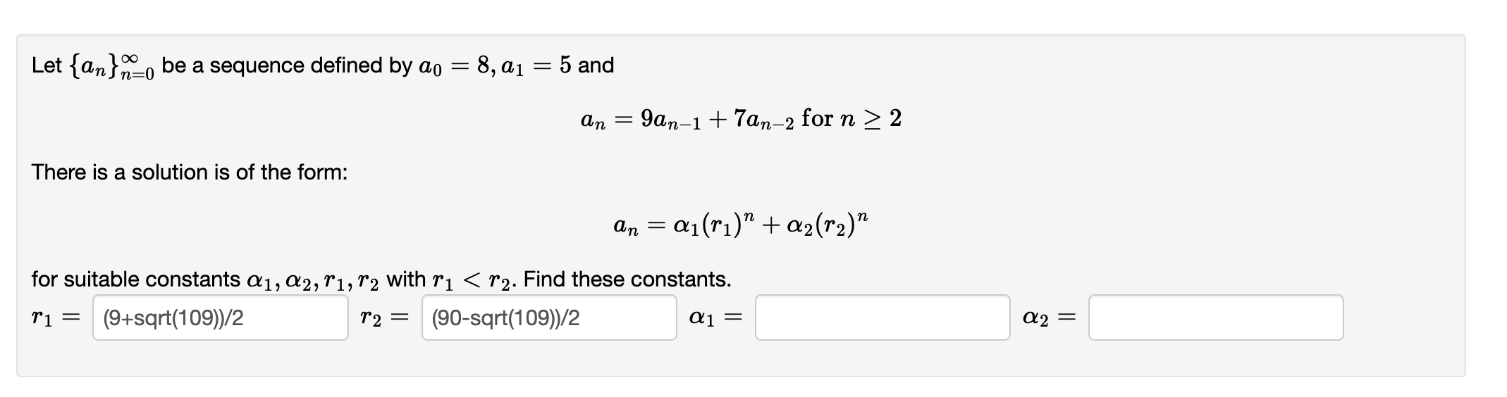 Solved Let {an}n=0∞ ﻿be a sequence defined by a0=8,a1=5 | Chegg.com