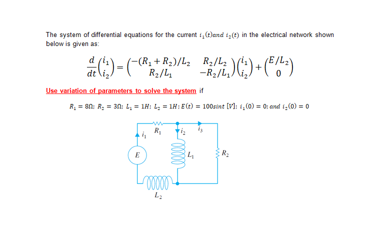 Solved The system of differential equations for the current | Chegg.com