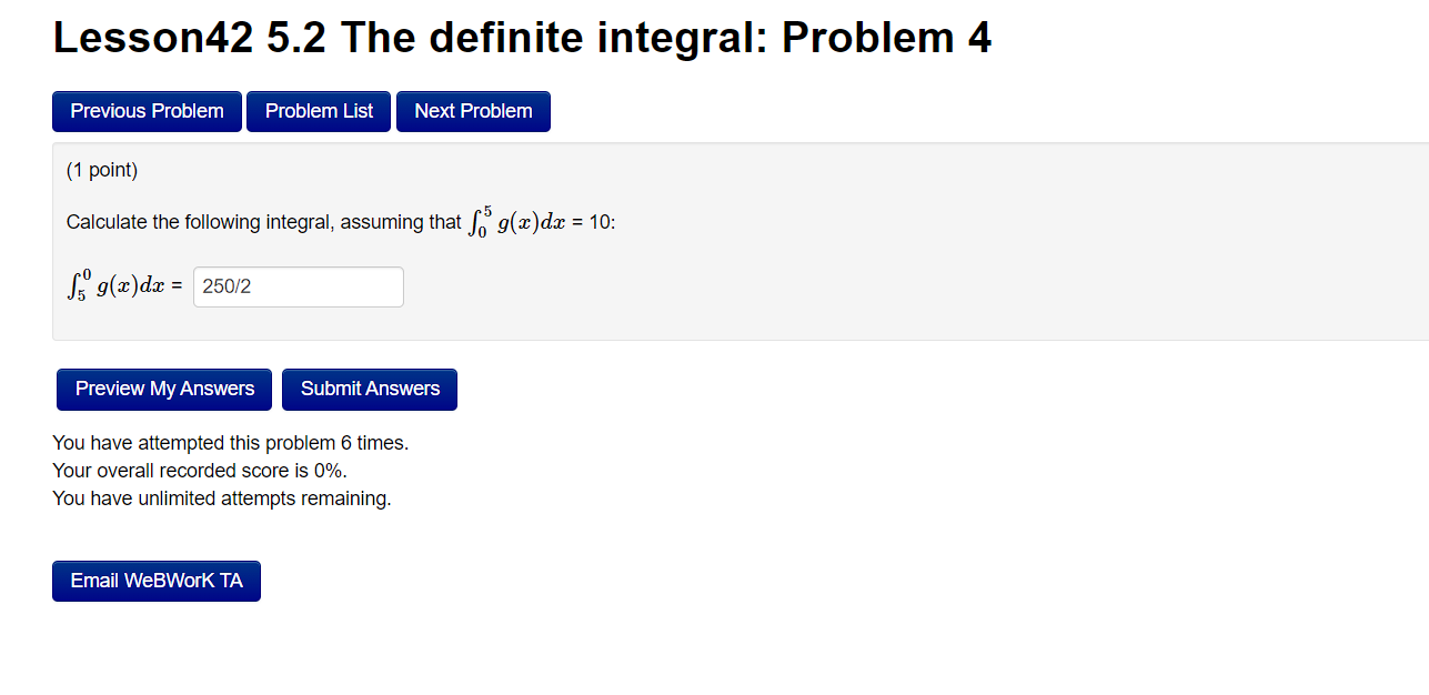 Solved Lesson42 5.2 The definite integral: Problem 4 (1 | Chegg.com