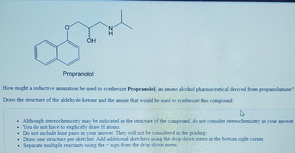 OH Propranolol How might a reductive amination be | Chegg.com