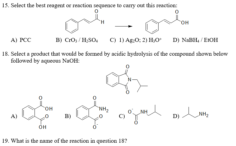 Solved 15.Select the best reagent or reaction sequence to | Chegg.com