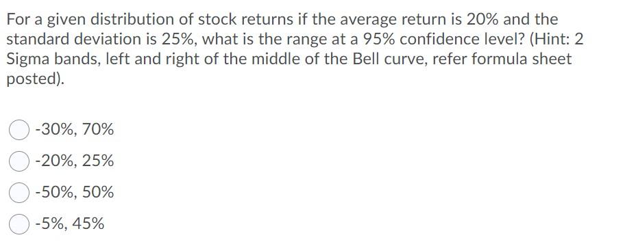 Solved For a given distribution of stock returns if the | Chegg.com
