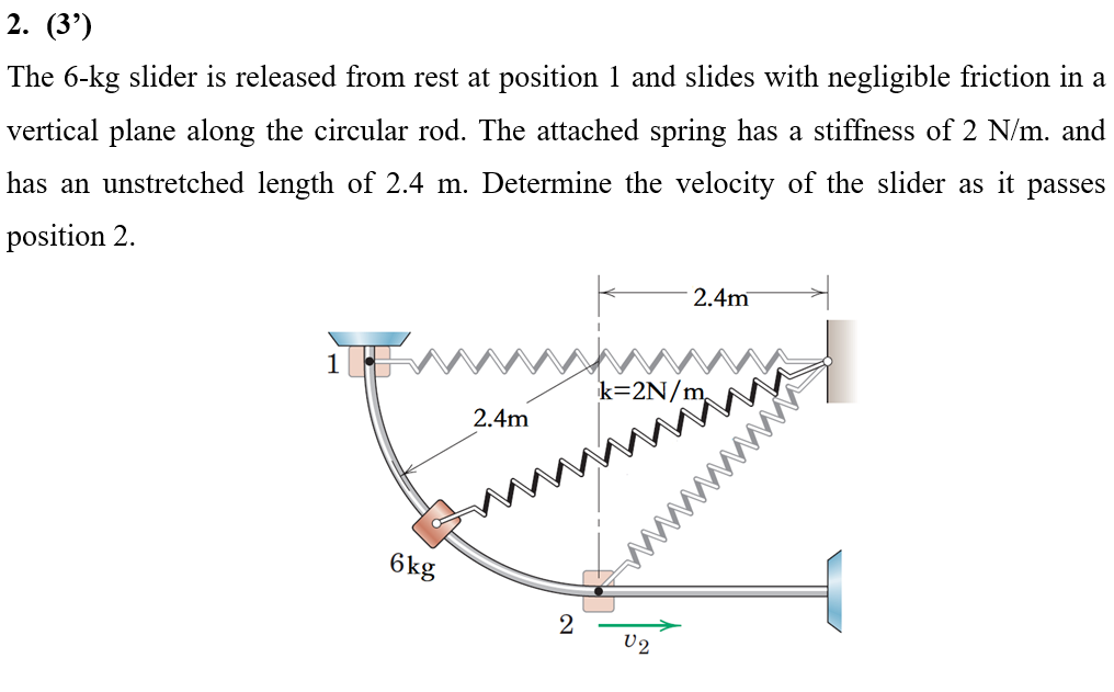 Solved 2. (3) The 6-kg slider is released from rest at | Chegg.com