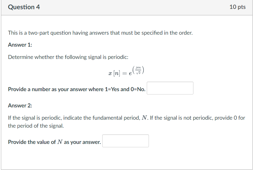 Solved This is a two-part question having answers that must | Chegg.com