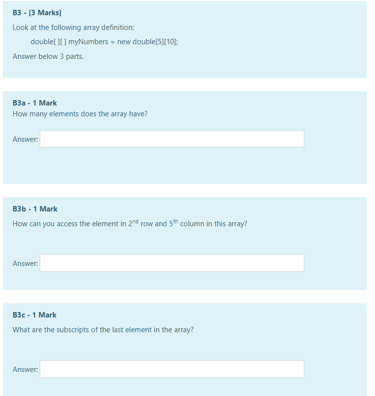 Solved B3 - [3 Marks] Look at the following array | Chegg.com