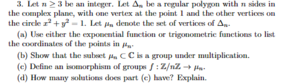Solved 3. Let n≥3 be an integer. Let Δn be a regular polygon | Chegg.com