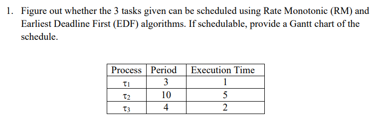 Solved 1. Figure out whether the 3 tasks given can be | Chegg.com