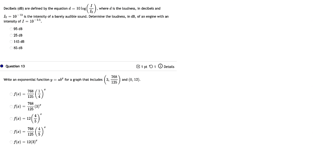 Solved Decibels (dB) are defined by the equation d = 10 log | Chegg.com