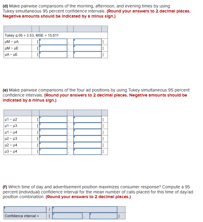 Solved (b) Test the significance of time of day effects with | Chegg.com