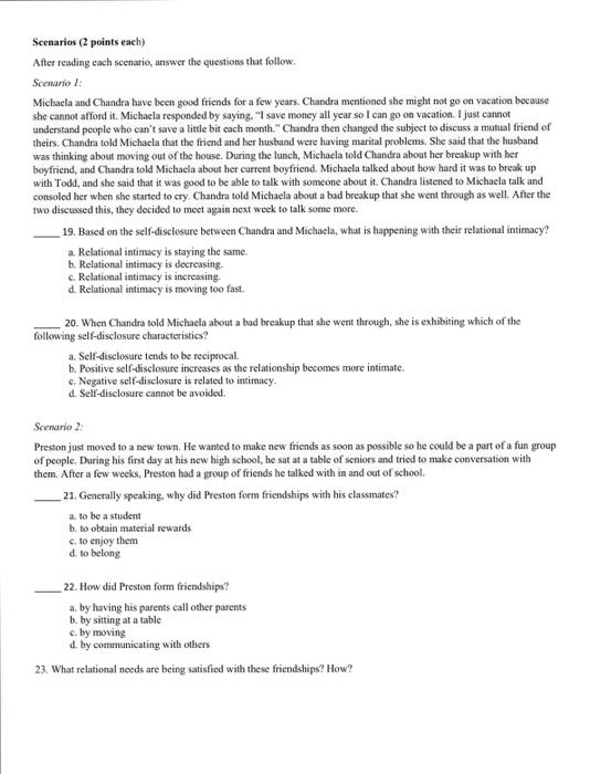 After reading each scenario, answer the questions | Chegg.com