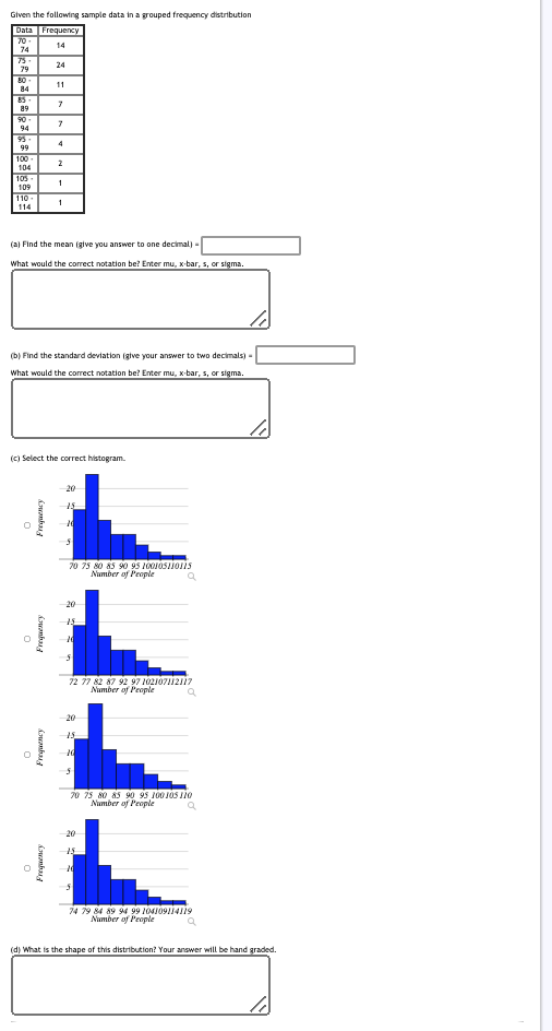 Solved Given the following sample data in a grouped | Chegg.com