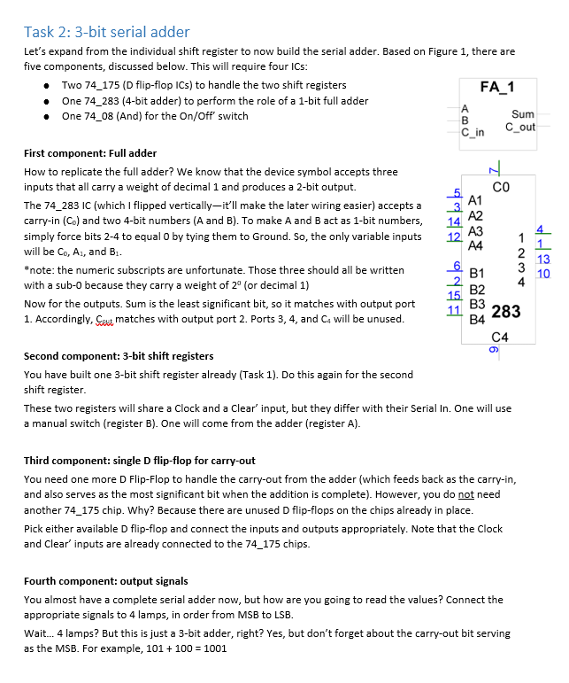 Solved Csc 120− Lesson 12 Lab Topics Serial Adder Shift 