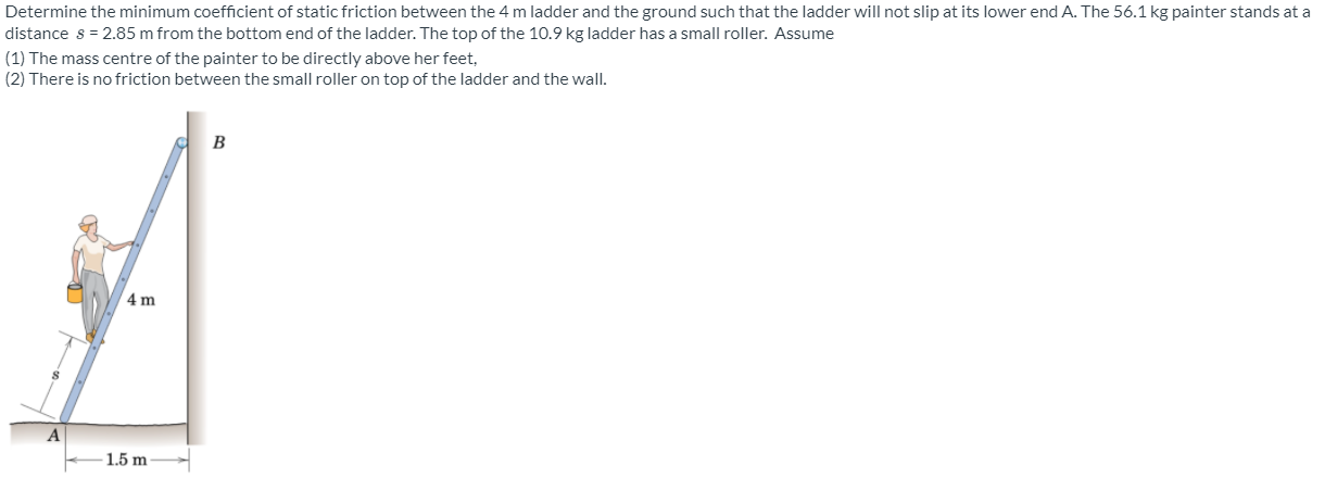Solved Determine The Minimum Coefficient Of Static Friction