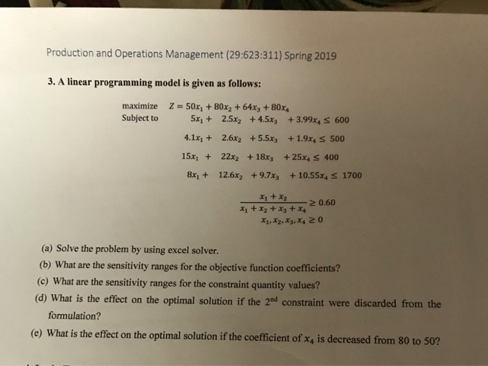 Solved Production and Operations Management (29:623:311) | Chegg.com