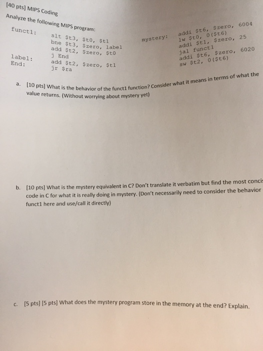 Solved MIPS Coding Analyze the following MIPS program: | Chegg.com