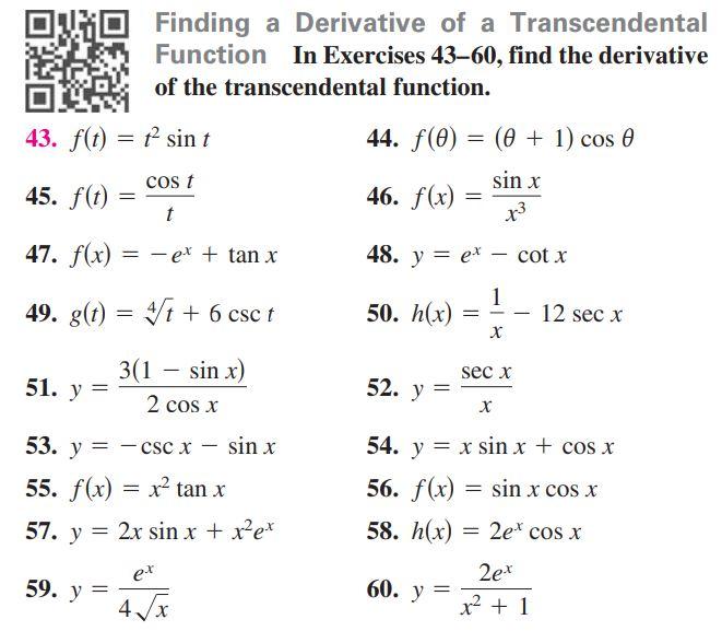 Solved Finding a Derivative of a Transcendental Function In | Chegg.com