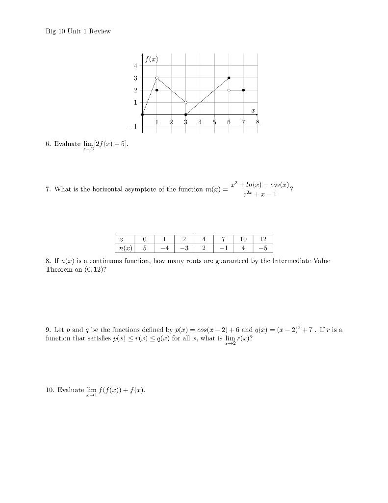 Solved Big 10 Unit 1 Review Instructions: In the box below | Chegg.com