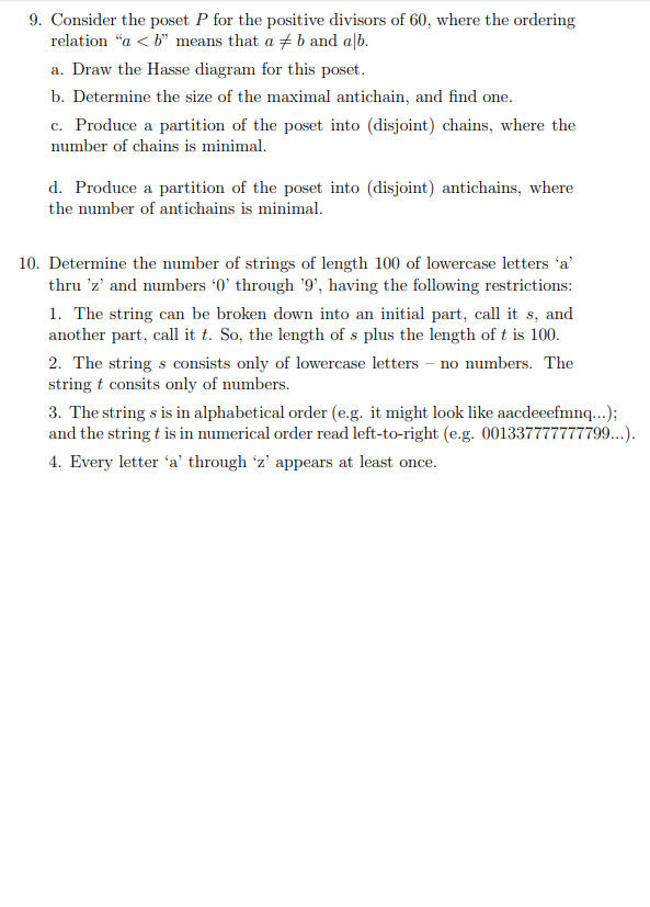 Solved 9. Consider the poset P for the positive divisors of | Chegg.com