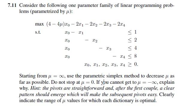 Solved Need help with question. Parametric simplex method is | Chegg.com