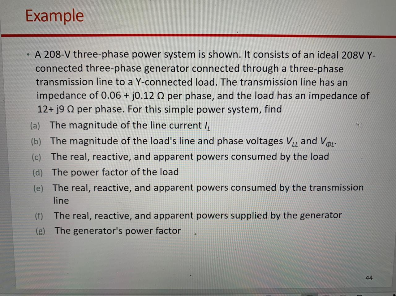Solved - A 208-V three-phase power system is shown. It | Chegg.com