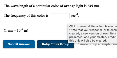 Solved The wavelength of a particular color of orange light | Chegg.com