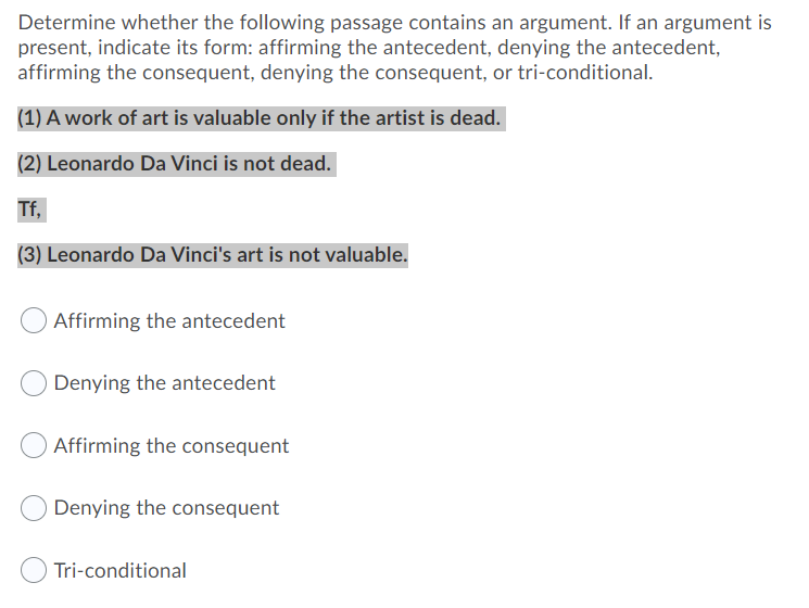 Solved Determine whether the following passage contains an | Chegg.com