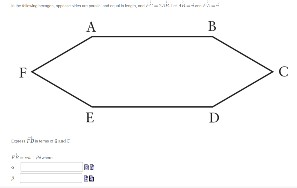 Solved In the following hexagon, opposite sides are parallel | Chegg.com