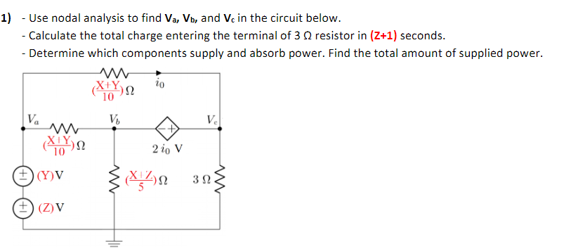 Solved 1) - Use nodal analysis to find Va, Vb, and Vc in the | Chegg.com