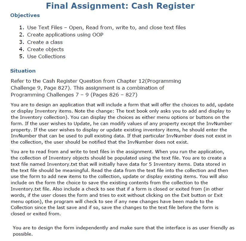 Solved I need help in Visual Basic. I have most of the code | Chegg.com