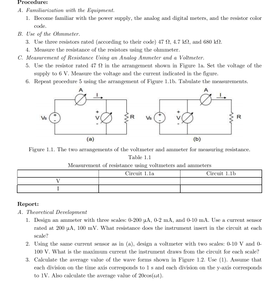 Solved Procedure: A. Familiarization with the Equipment. 1. | Chegg.com