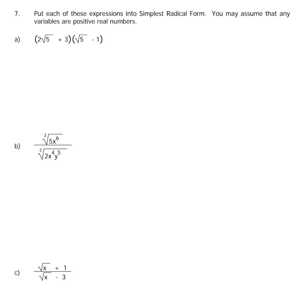 Solved Put each of these expressions into Simplest Radical | Chegg.com