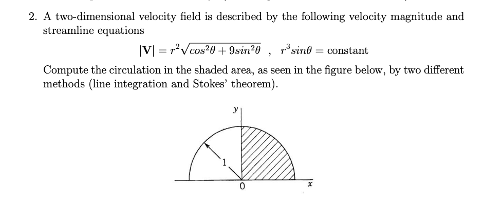 Solved A two-dimensional velocity field is described by the | Chegg.com