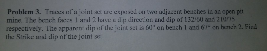 Solved Problem 3. Traces of a joint set are exposed on two | Chegg.com