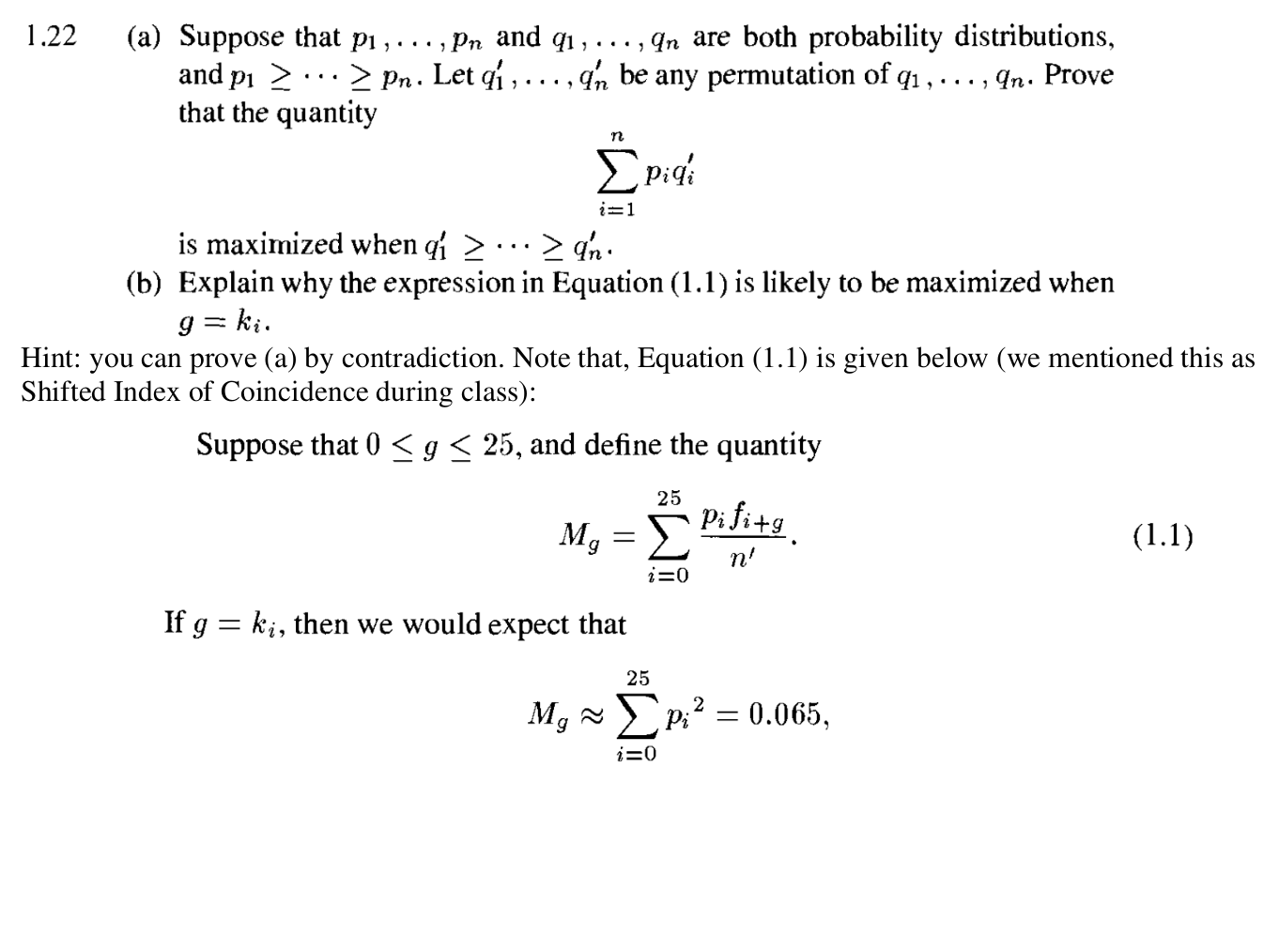 1.22 (a) Suppose that p1,..., Pn and q1, ..., qn are | Chegg.com