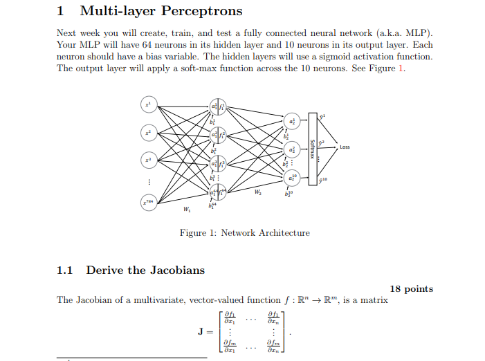 Solved 1 Multi-layer Perceptrons Next week you will create, | Chegg.com