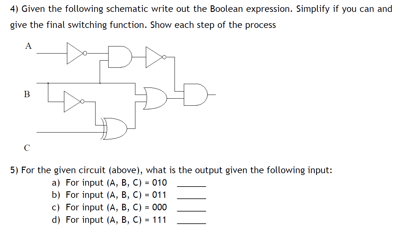 Solved 4) Given the following schematic write out the | Chegg.com