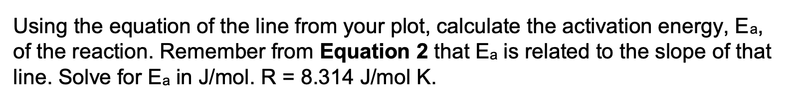 Solved Using the equation of the line from your plot, | Chegg.com