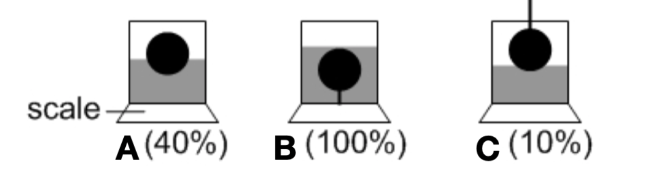 Solved The ball in the beaker remains at rest in all the | Chegg.com