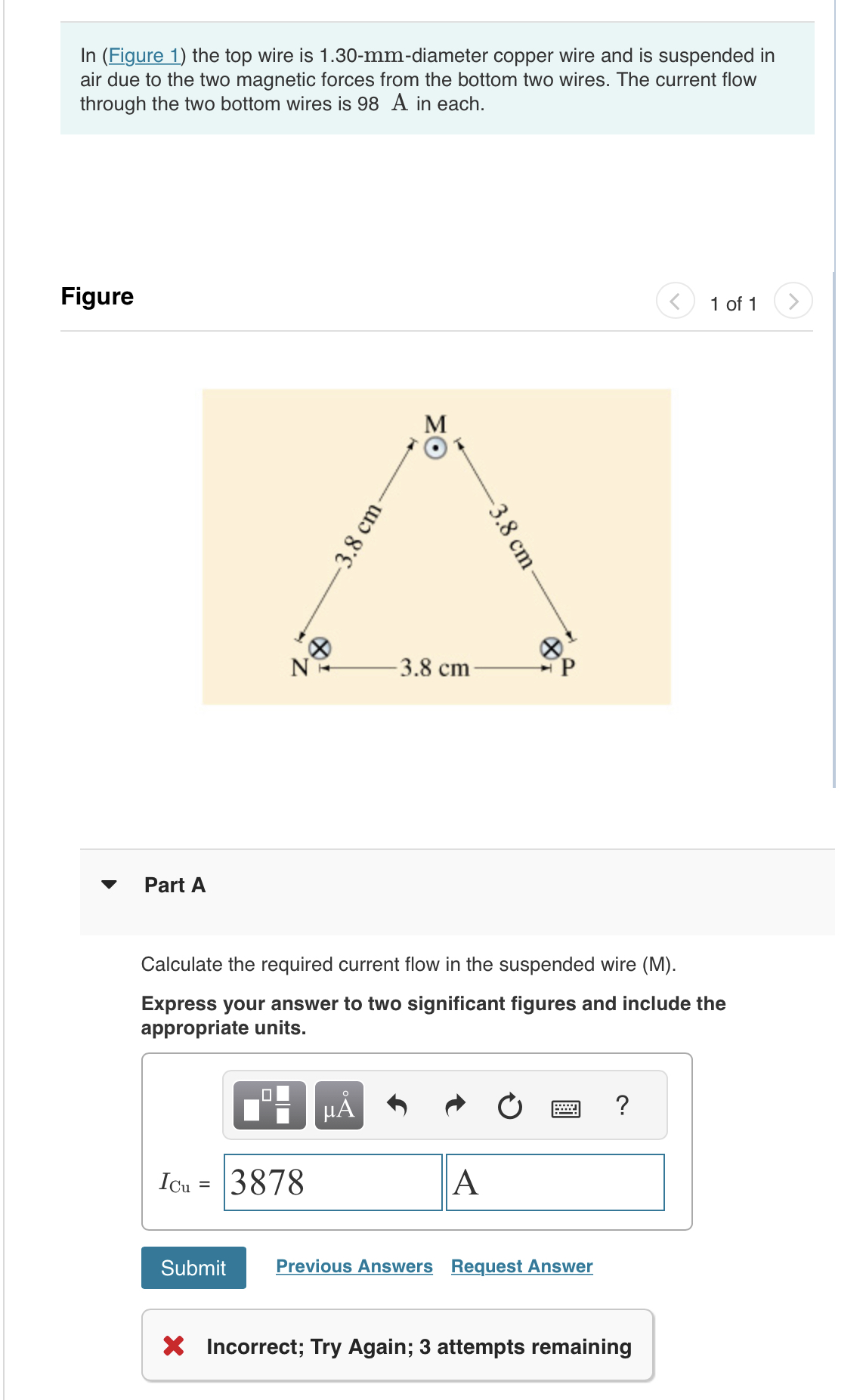 Solved In (Figure 1) ﻿the top wire is 1.30-mm-diameter | Chegg.com