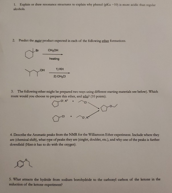 Solved 1. Explain or draw resonance structures to explain | Chegg.com