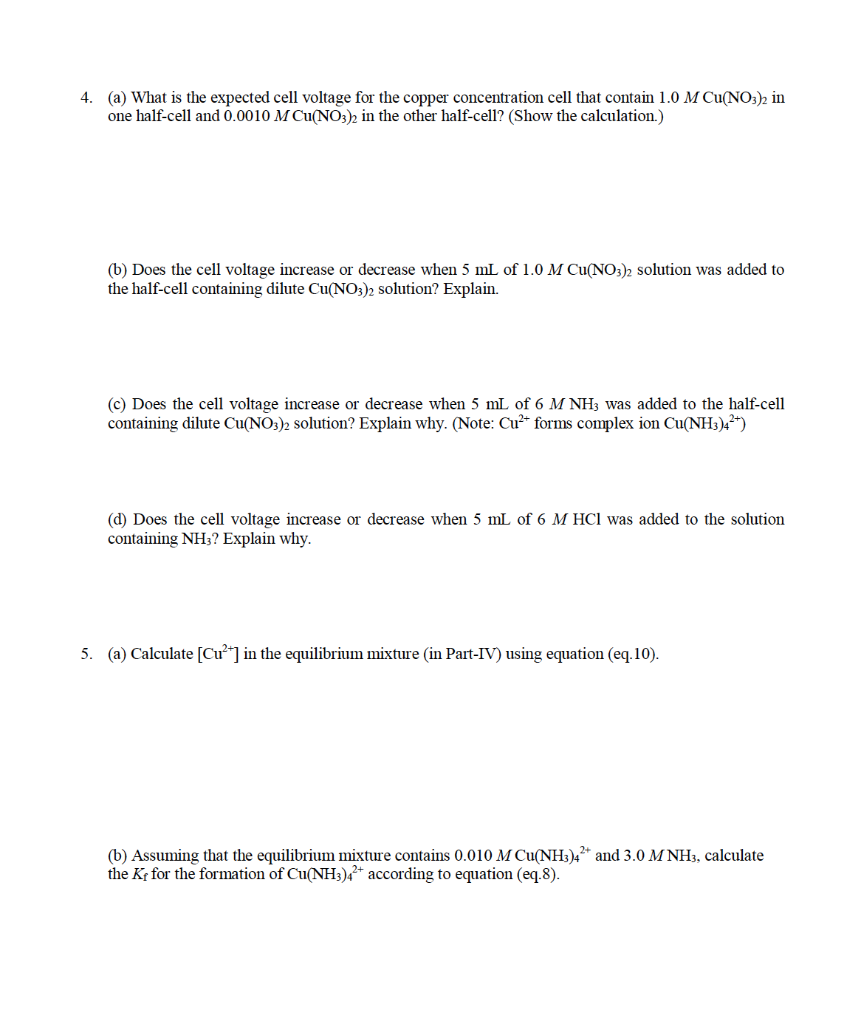Experiment-B9: Electrochemical Cells Purpose In this | Chegg.com