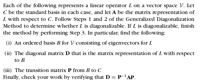 Solved Each of the following represents a linear operator L | Chegg.com