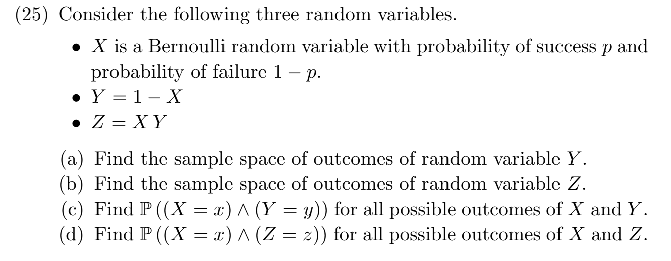 Solved 25 Consider The Following Three Random Variables • 