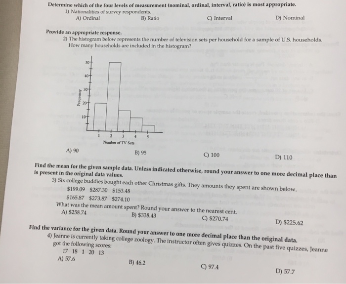 Solved Determine which of the four levels of measurement | Chegg.com