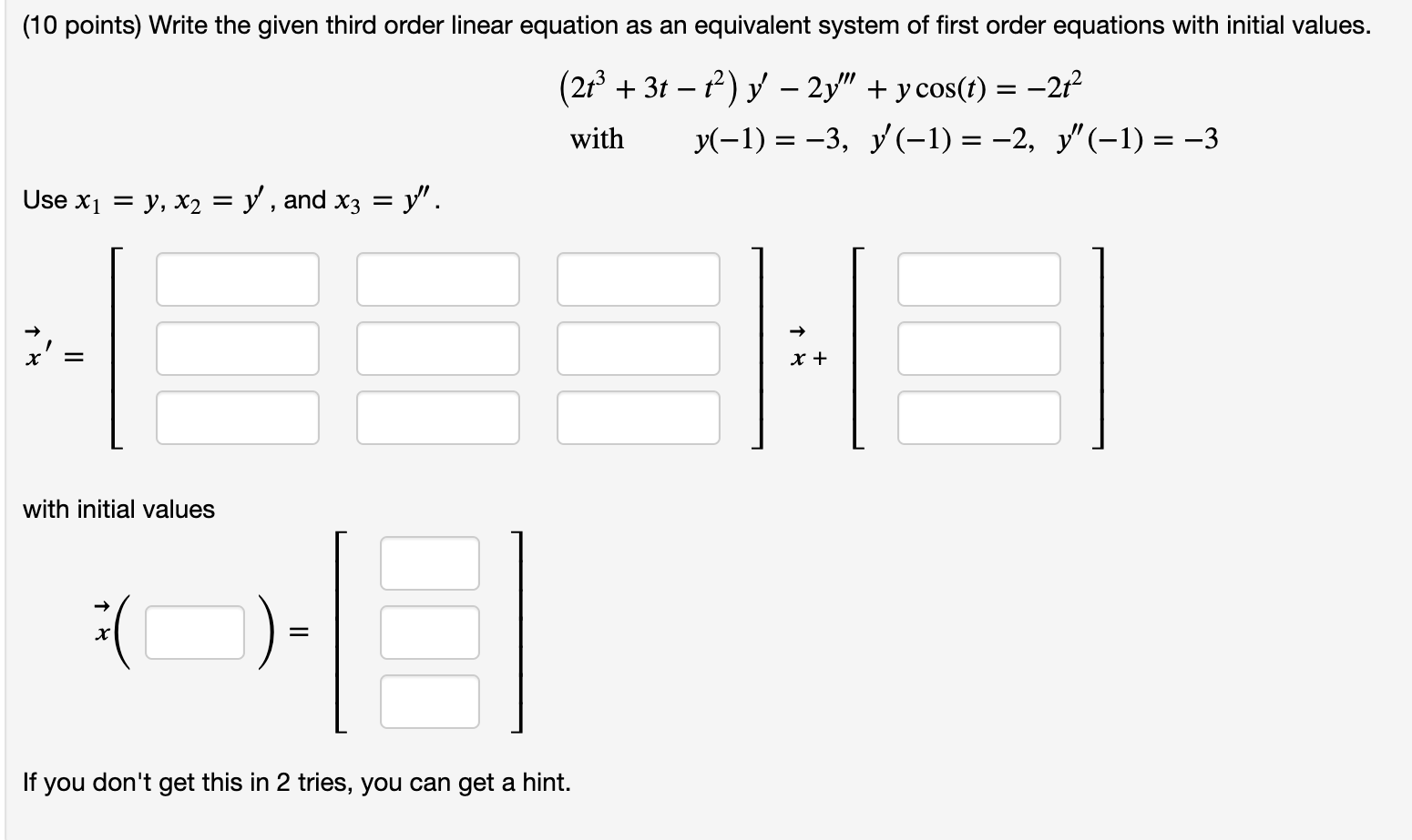 Solved Write the given third order linear equation as | Chegg.com