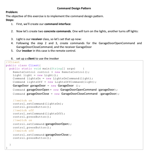 Solved Command Design PatternThe objective of this exercise | Chegg.com